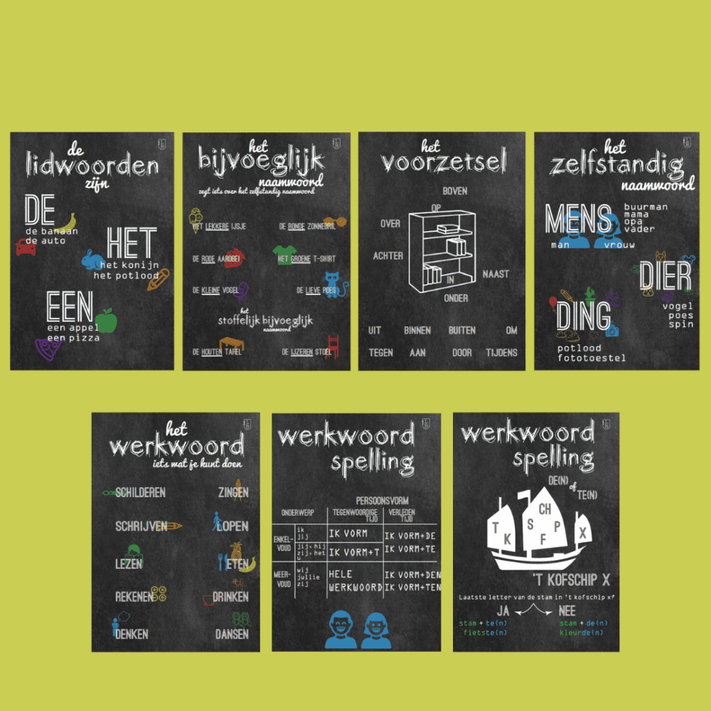 Woordsoorten posters - diverse posters | Bijles Juf Laura